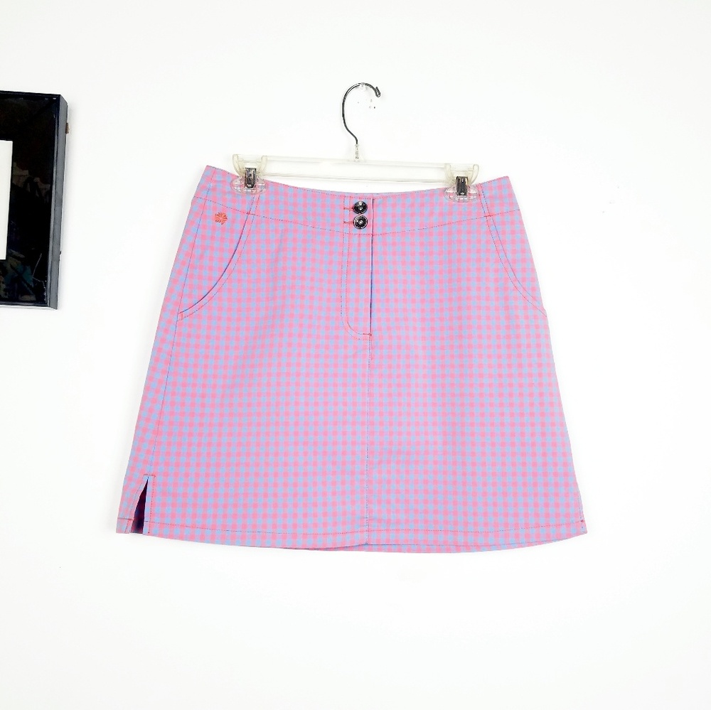 Kartel Preppy Checker Style Skirt Pink And Blue - Gem